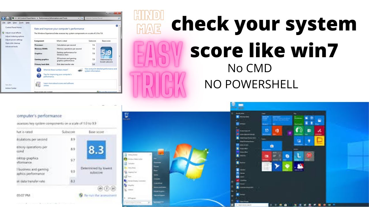 how to check windows experience index in Windows 10 - YouTube