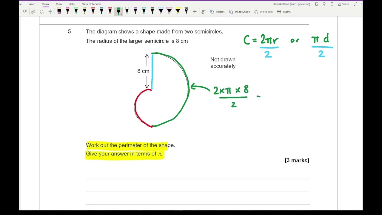 Circle Area and Circumference Topic Test GCSE Maths Foundation Exam ...