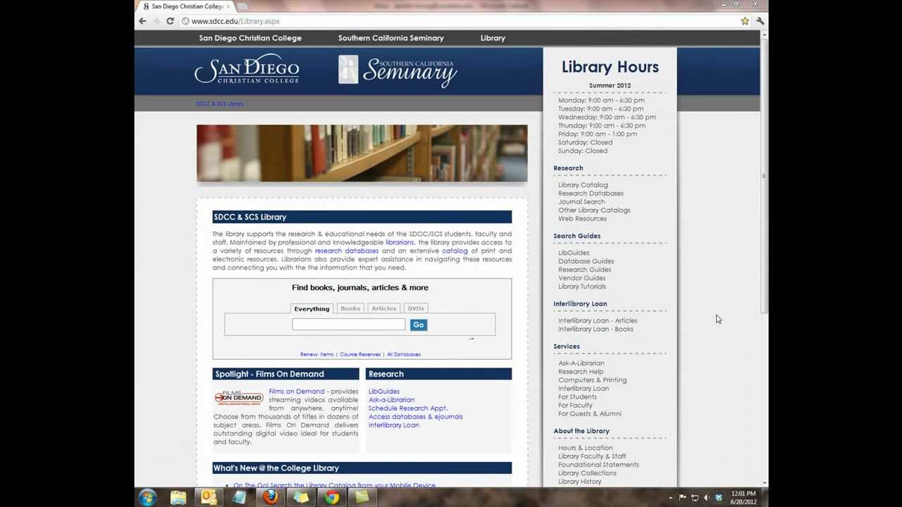 SDC/SCS Library Website - YouTube