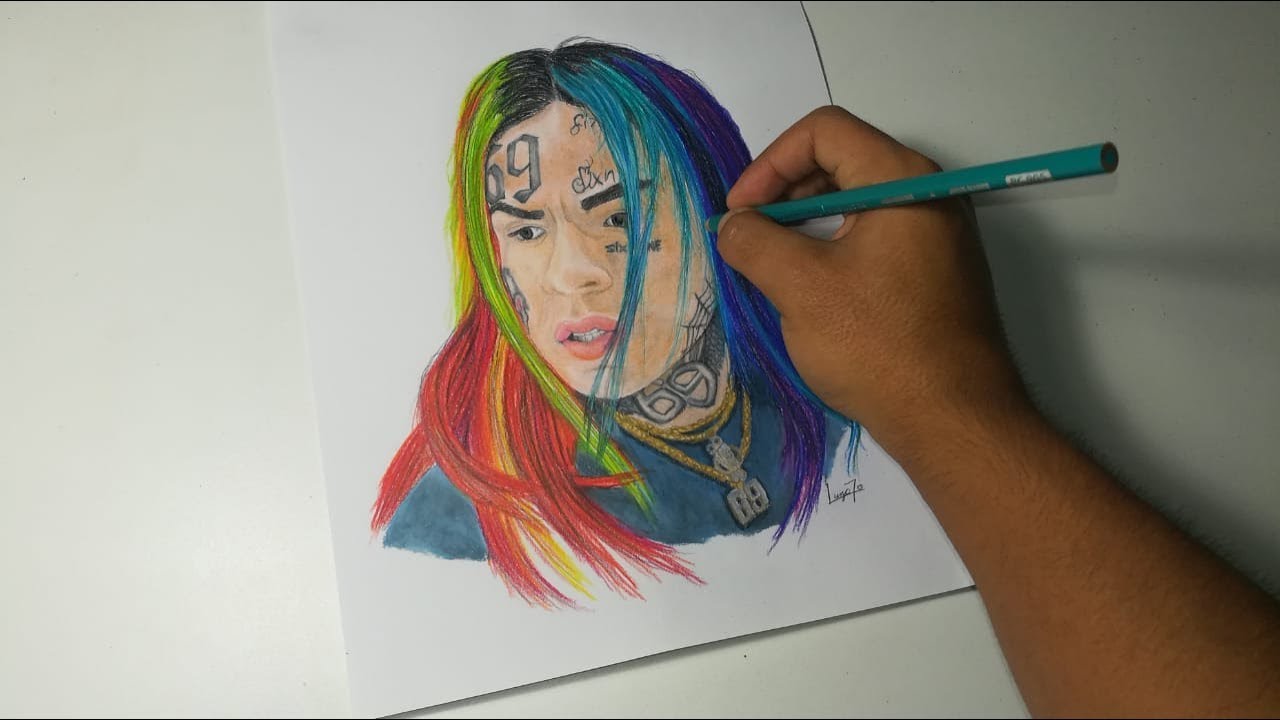 Cómo dibujar tatuajes | Dibujando a Tekashi 6ix9ine - YouTube
