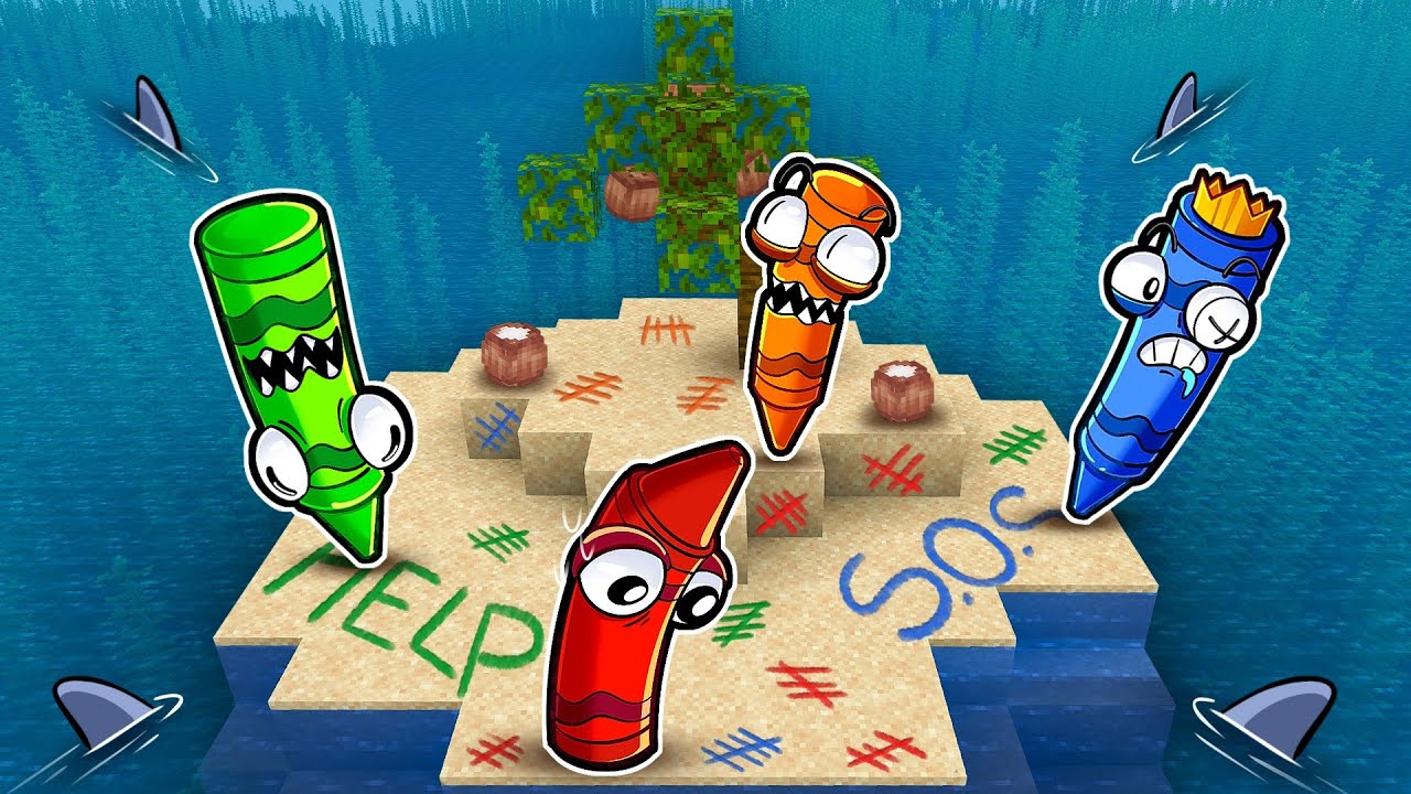 Rainbow Crayons SURVIVAL ISLAND in Minecraft! - YouTube