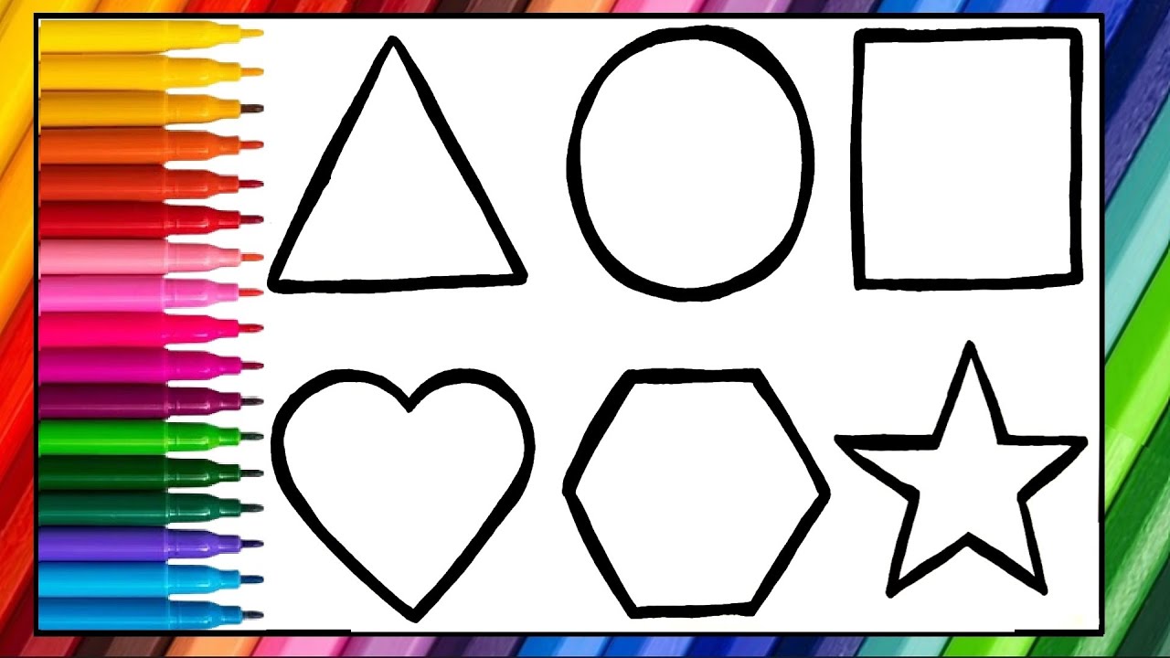 How To Draw And Color Geometric Shapes Step By Step 🔺🟠⭐🟩💜 Drawings For ...
