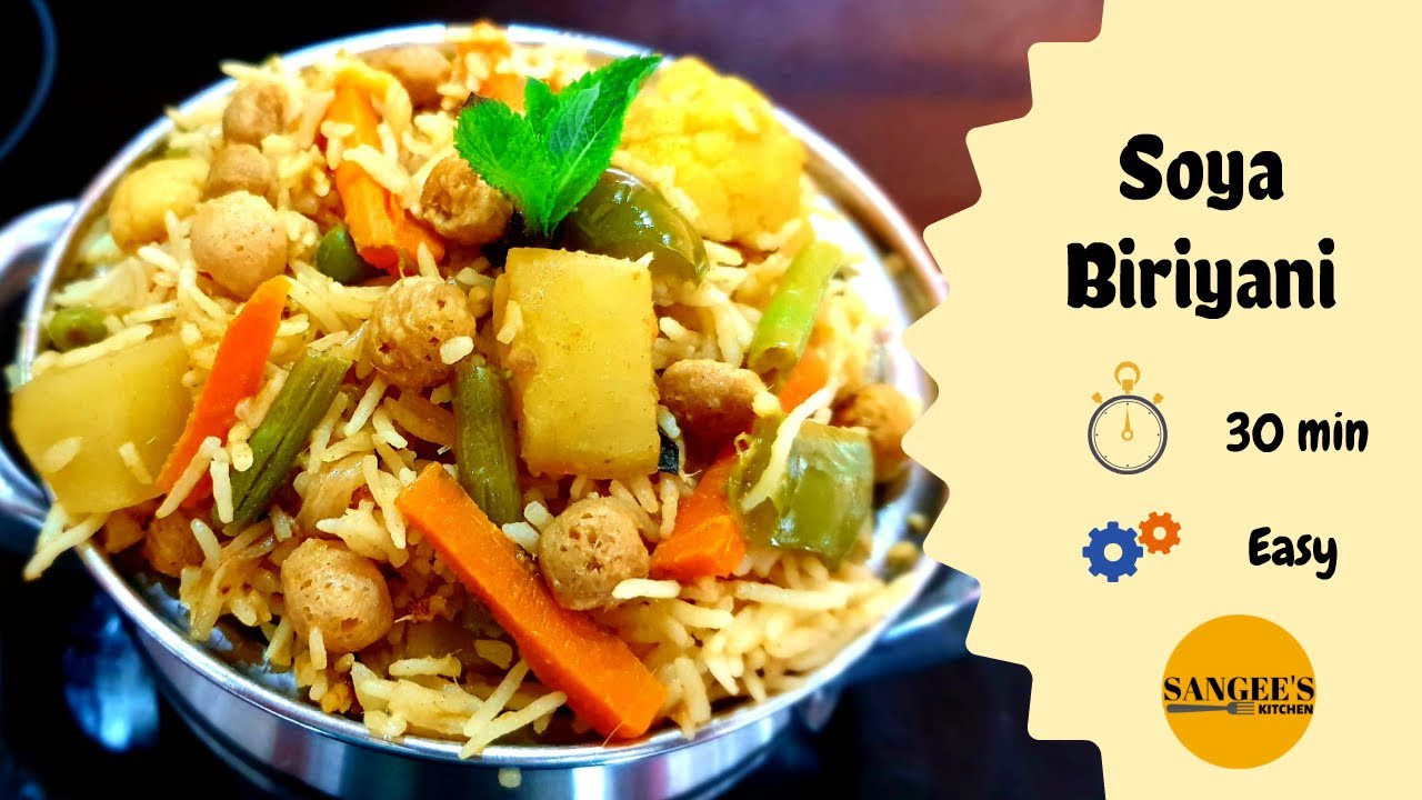 Soya chunks biryani recipe | Soya biryani recipe | meal maker biryani ...