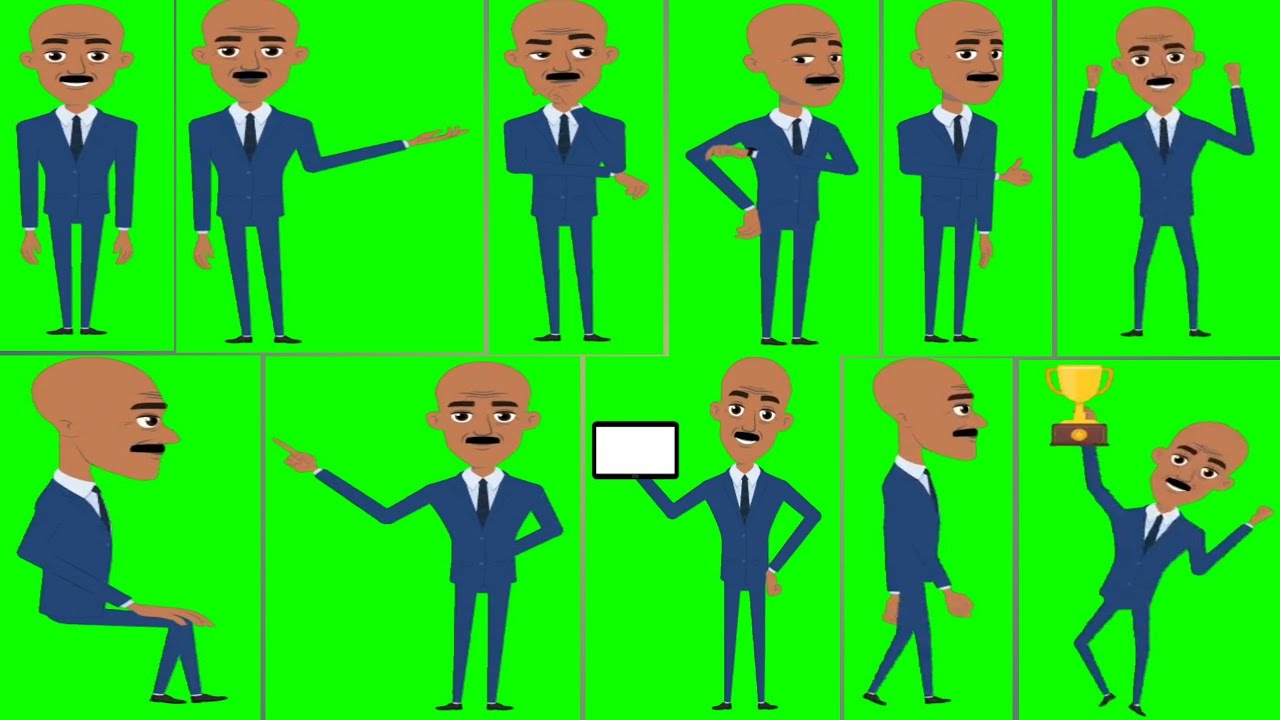 Businessman character Green screen|Talking cartoon videos green screen ...