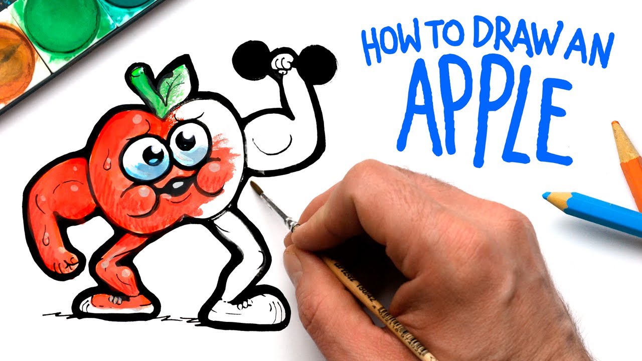 🍏 A is for Apple - How to Draw a Cute Apple with a Little Friend – Fun ...