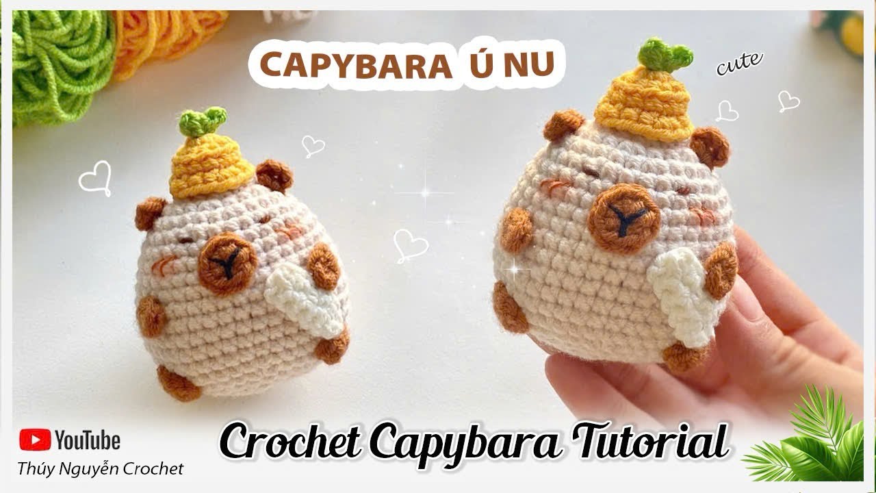 Crochet Capybara Tutorial | Hướng dẫn móc len Capybara Ú Nu cầm khăn tắm - Thuý Nguyễn Crochet ...