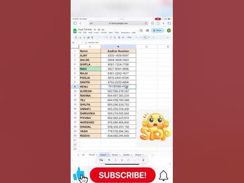 Aadhar number format in excel | Aadhar Number In Excel #excel - YouTube
