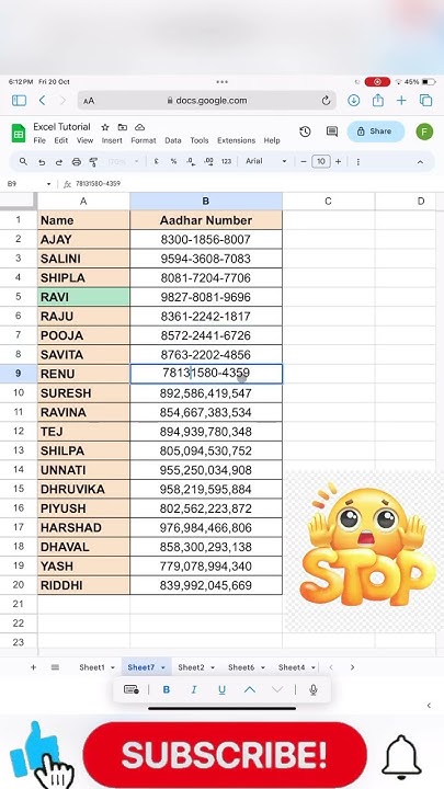 Aadhar number format in excel | Aadhar Number In Excel #excel - YouTube