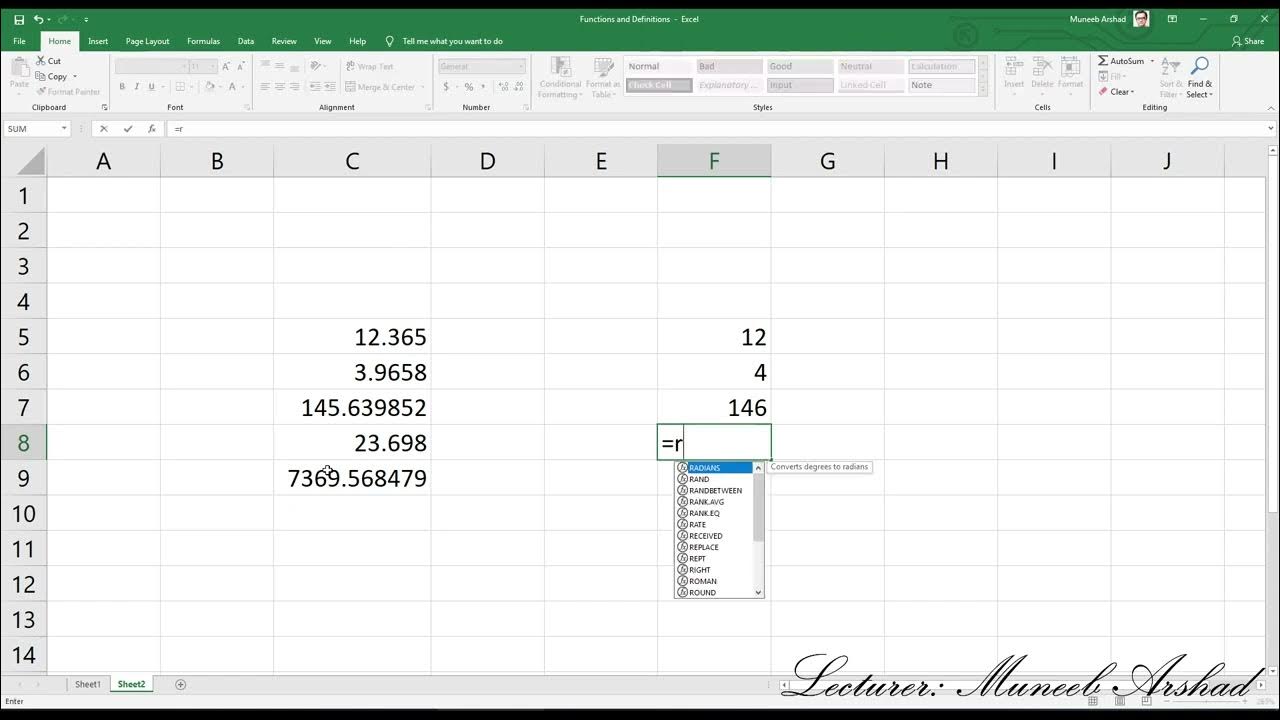 Excel Function Series 3 - Integer Round RoundUp RoundDown - YouTube