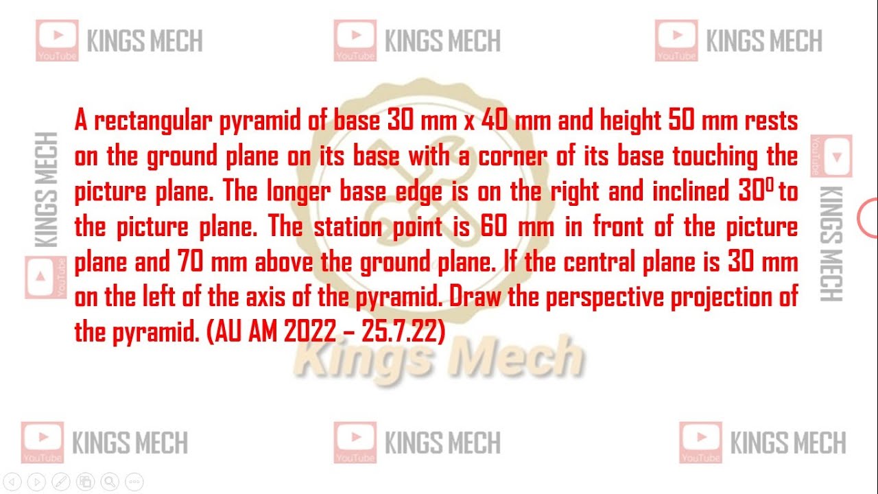 perspective projection of rectangular pyramid - YouTube