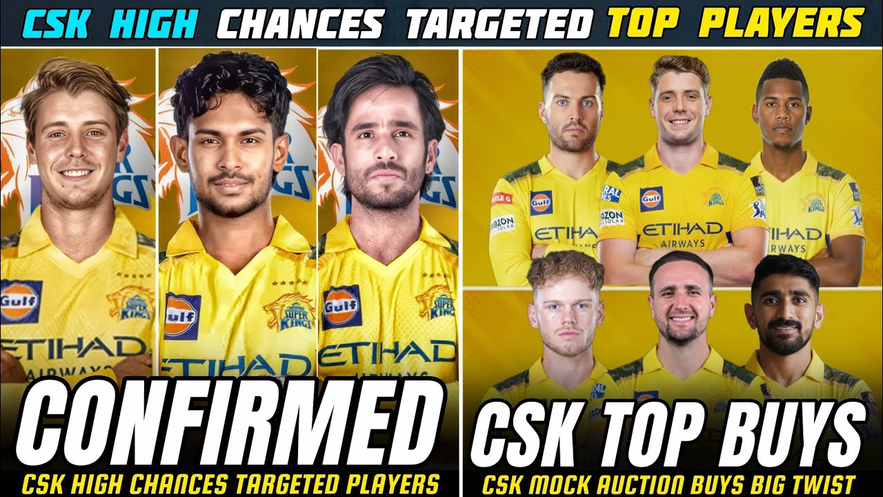 CSK TARGETED BIG PLAYERS CONFIRMED 🔥 CSK MOCK AUCTION BUYS - YouTube