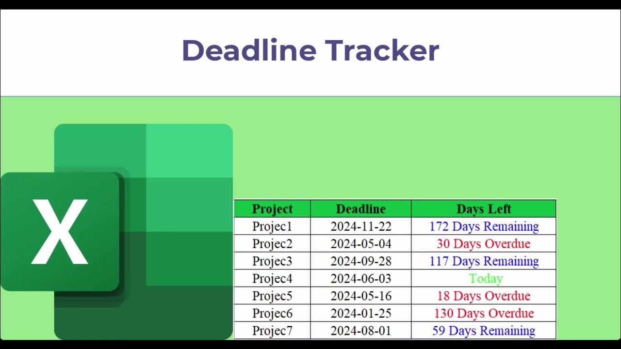 How to Create a Deadline Tracker in Excel |Deadline - YouTube