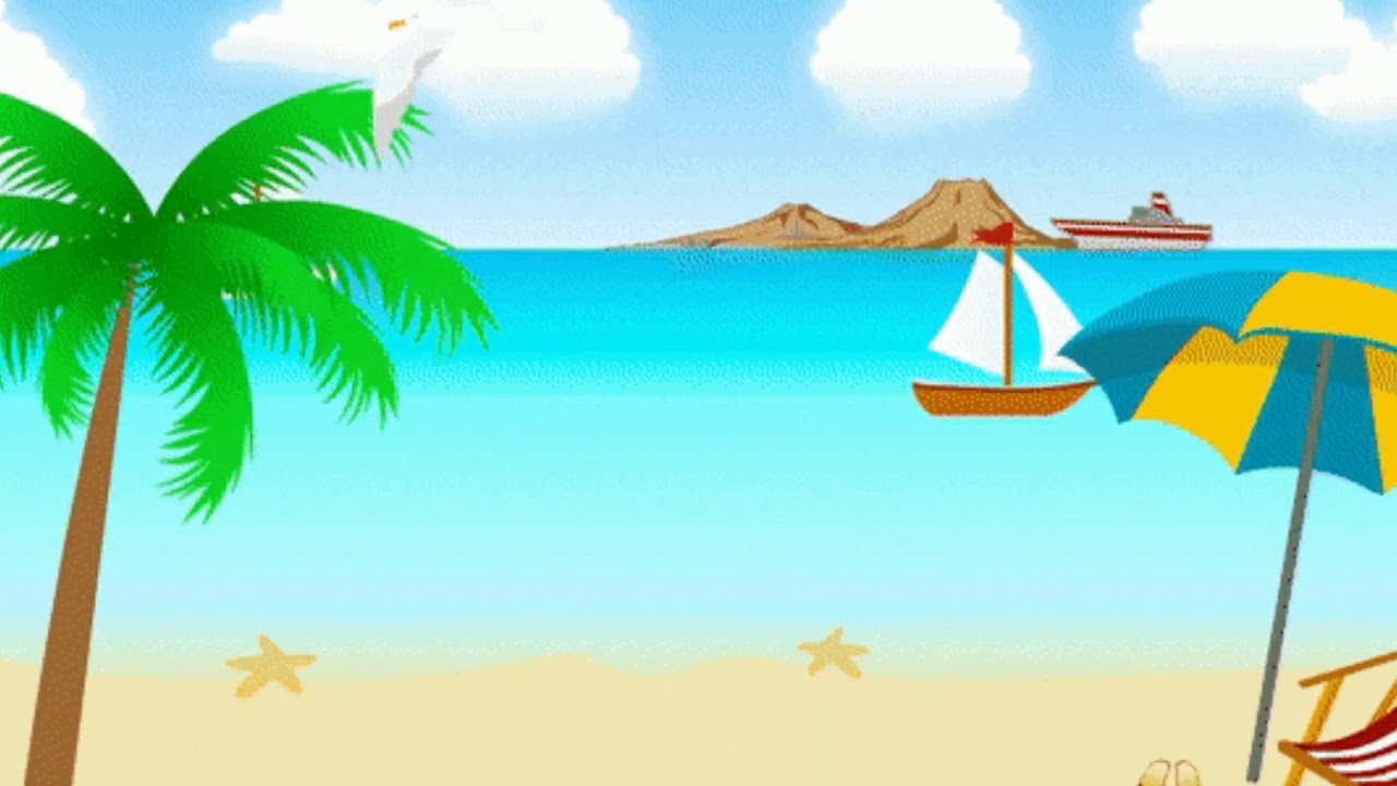 Beach, ocean animated moving HD cartoon background video for Youtubers ...