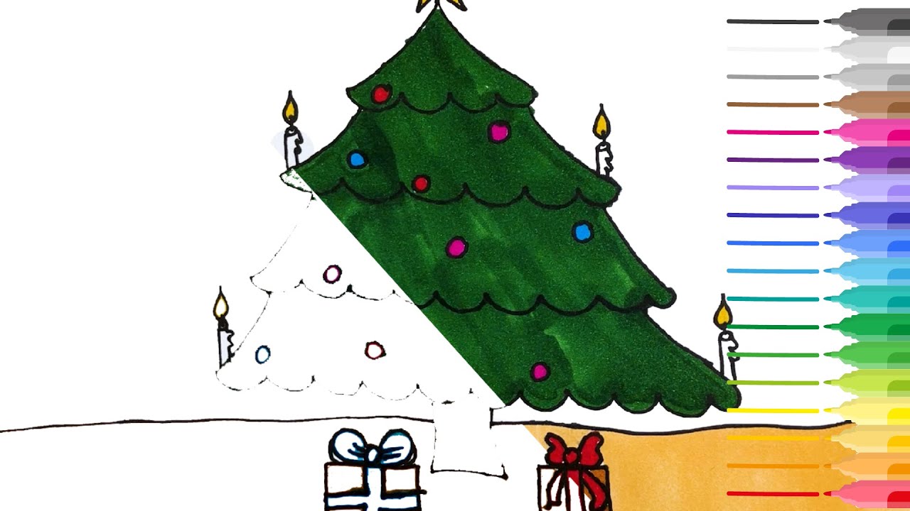 How To Draw a CHRISTMAS TREE I Easy Drawing and Coloring - YouTube