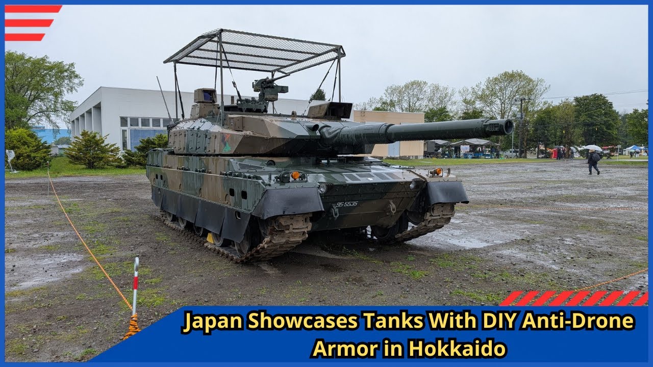 Japan Showcases Tanks With DIY Anti Drone Armor in Hokkaido - YouTube