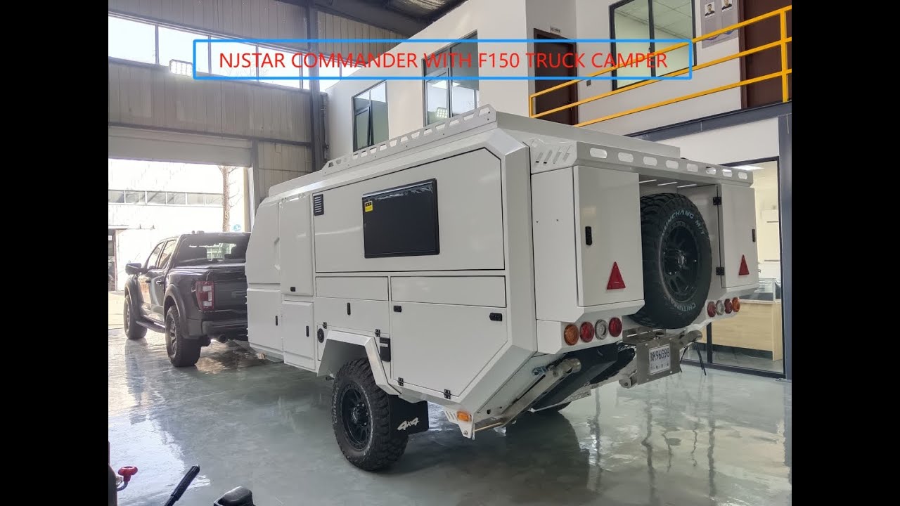 Unique Pearl White Njstar Commander Folding Trailer With F150 Truck ...