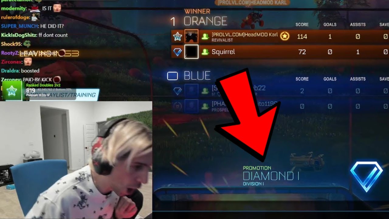 xQc finally reached Diamond in Rocket League - YouTube
