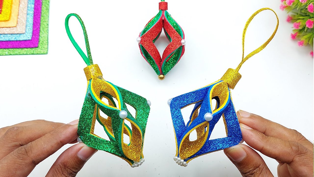 Glitter Foam Sheet Crafts || Glitter Foam Ornaments Making 🎄 DIY ...