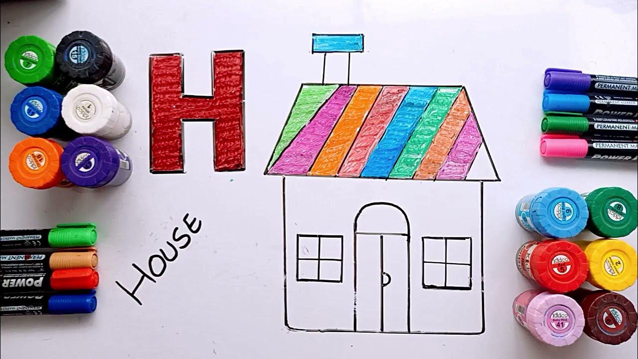 H for House Drawing |How to Draw House |How to Draw a House step by ...