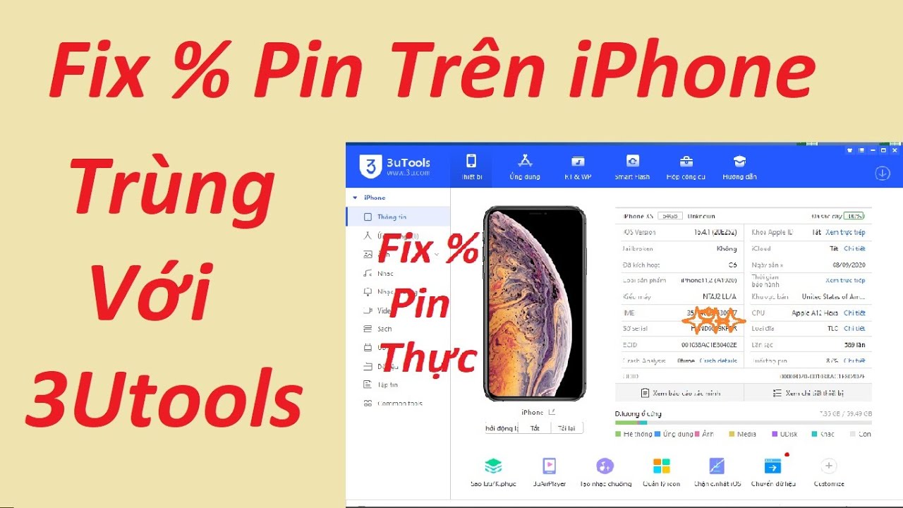 Fix Pin Thực % Pin Trùng Với 3UTools - Fix Pin iPhone #fixiphone - YouTube