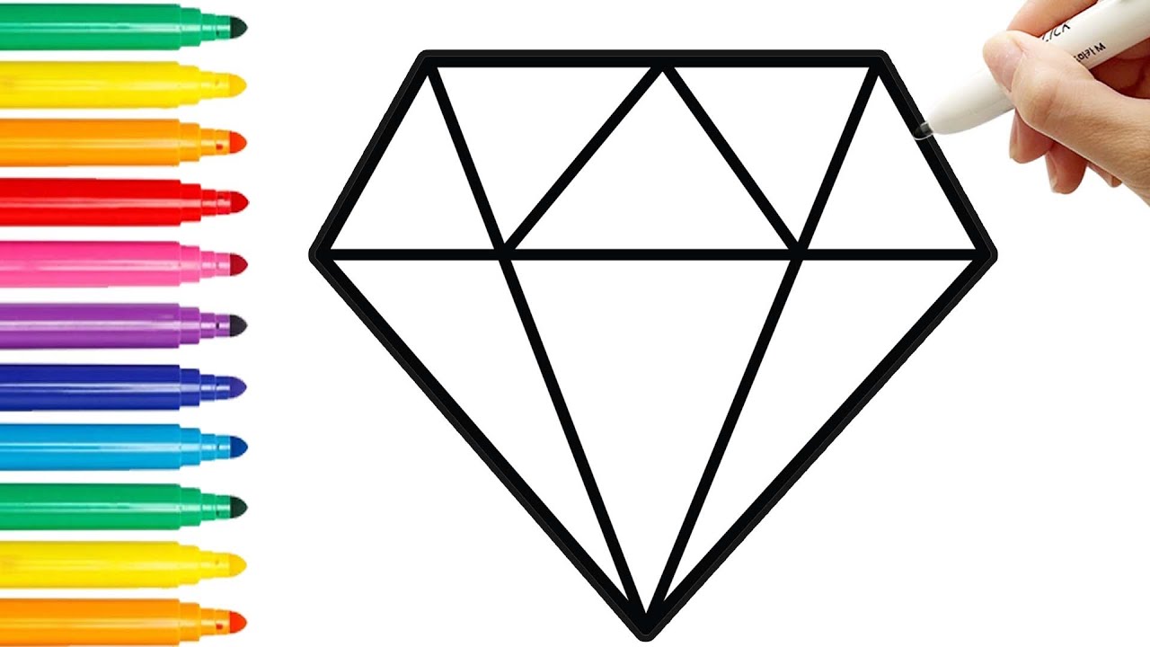 How To Draw A Sparkling Diamond | Step By Step - YouTube