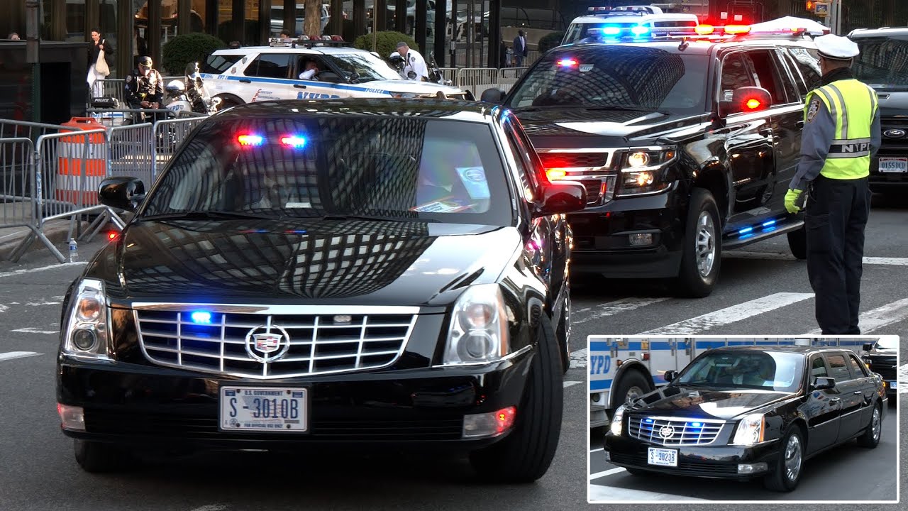 VIPs in armored Cadillacs get escorted around New York by police 🚓 ...
