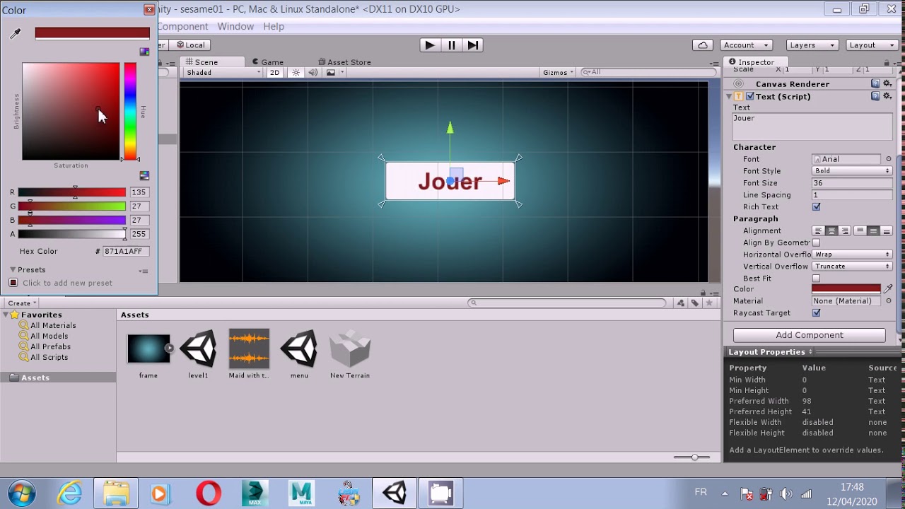 faire un menu de jeu 01 - YouTube