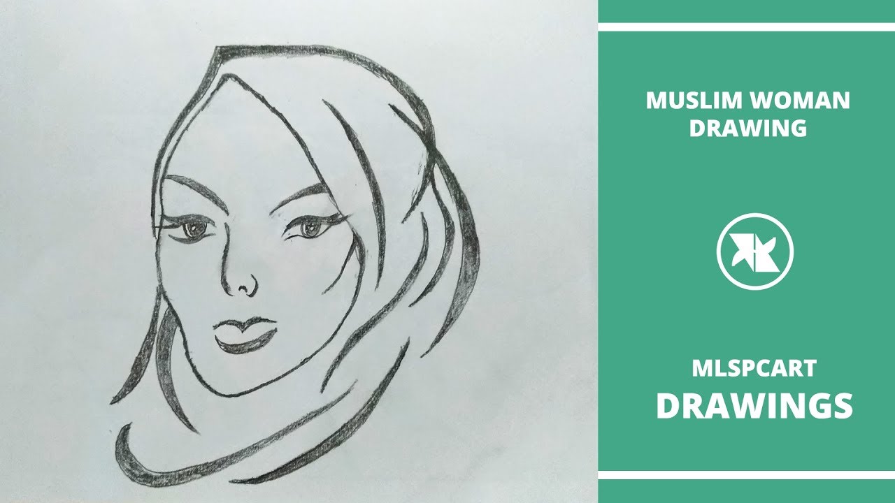 Drawing Arabic Women | Draw a Girl with hijab | Drawing Beginner Girl ...