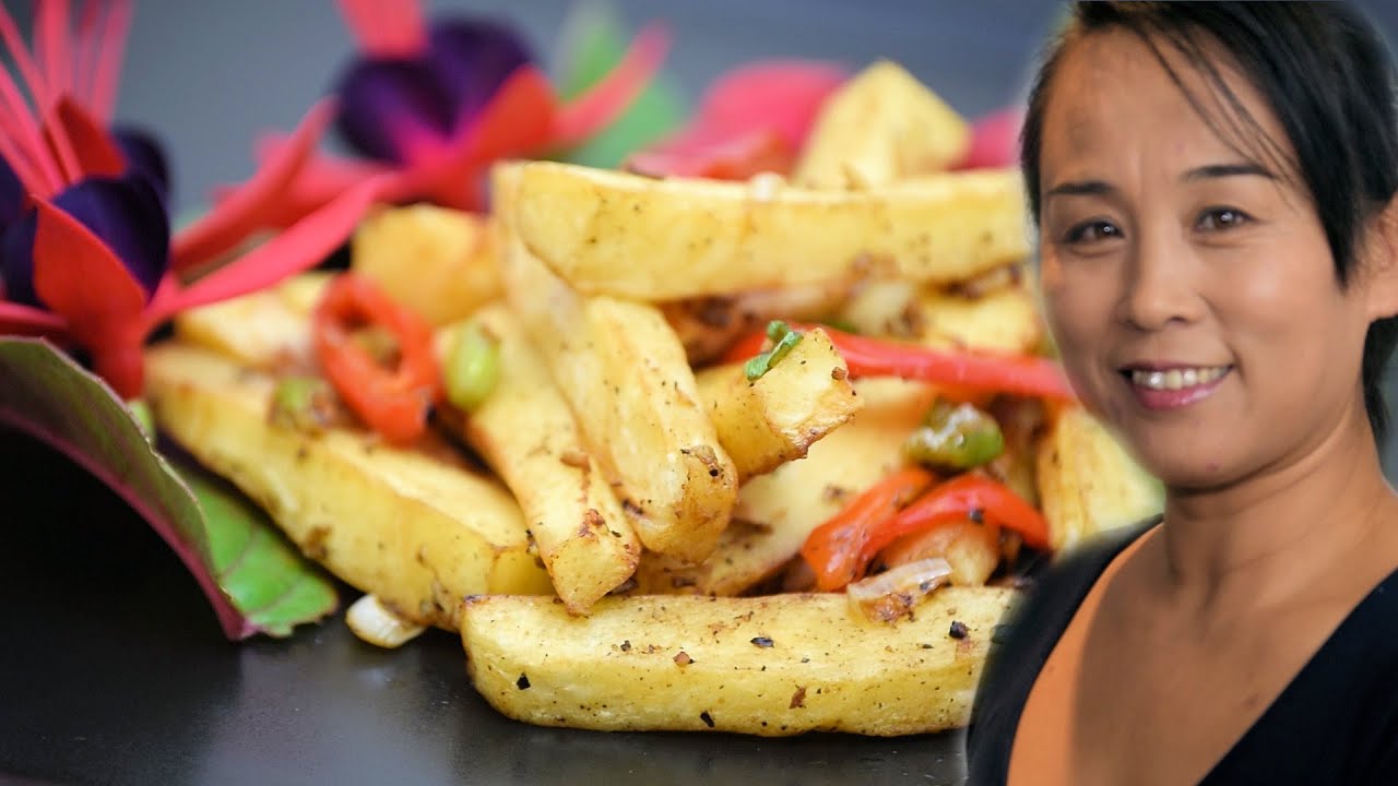 Spicy Parsnip Fries Recipe (Chinese Vegetarian Cooking Recipe) - YouTube