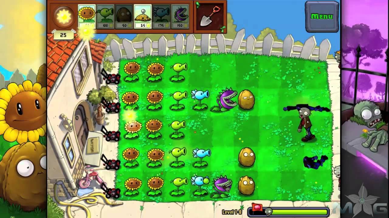 Plants vs Zombies Level 1-8 - YouTube