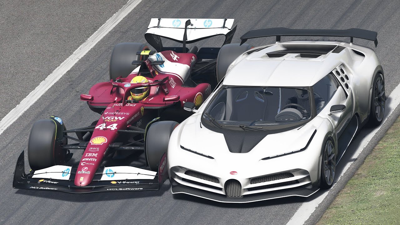 Lewis Hamilton Ferrari F1 2025 vs Bugatti Chiron Centodieci at Monza ...