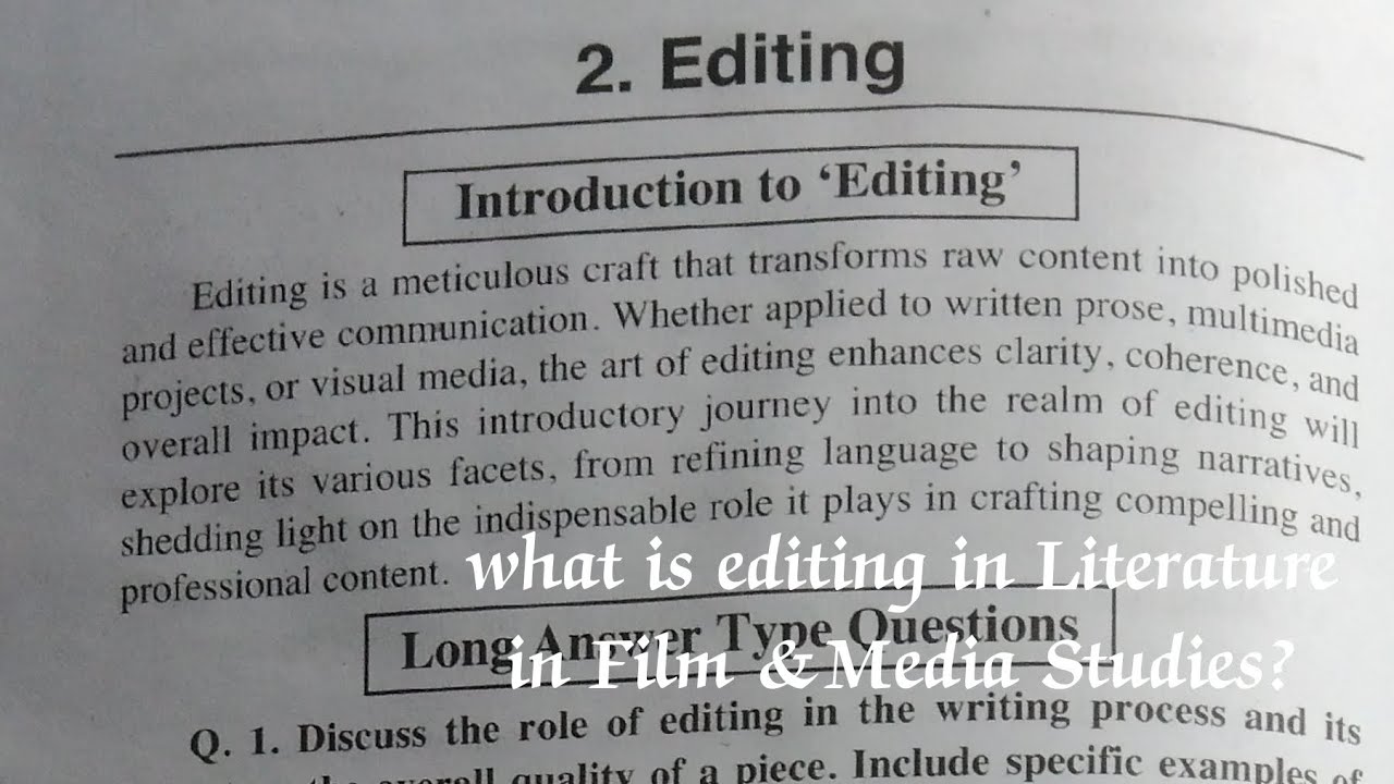 what is editing in Literature in Film & Media Studies??explain in hindi ...