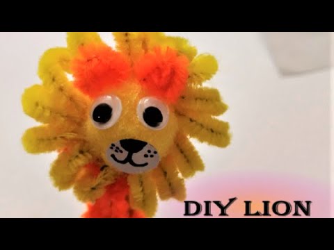 DIY Craft | Lion | How to make a lion using pipe cleaners and pompoms ...