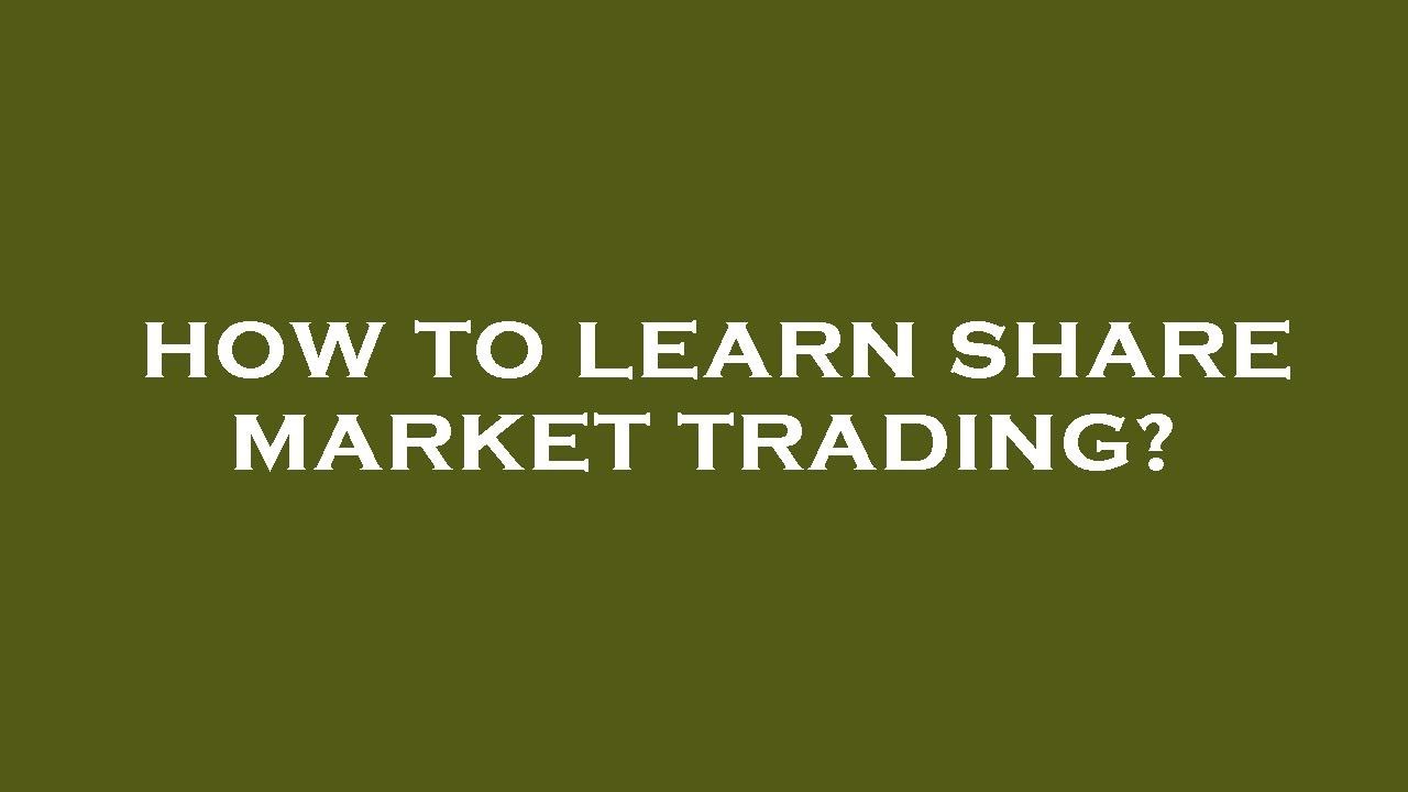How to learn share market trading? - YouTube