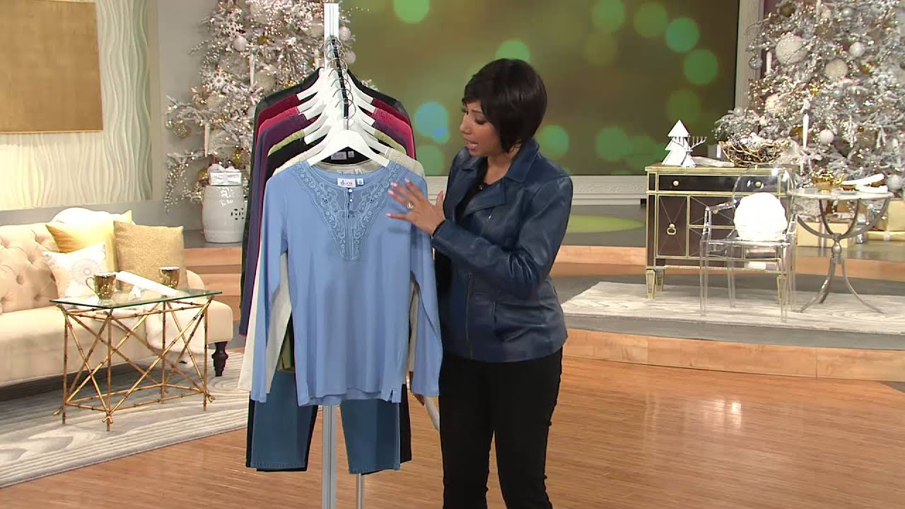 Denim & Co. Long Sleeve Ribbed Henley with Lace Trim with Gabrielle ...