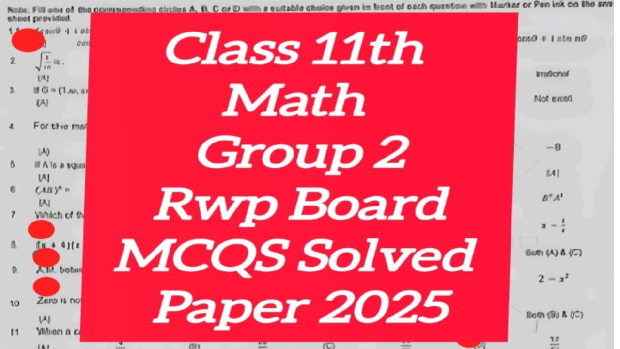 1st year Math solved mcqs Rawalpindi board group 2 paper 2025 | 11th ...