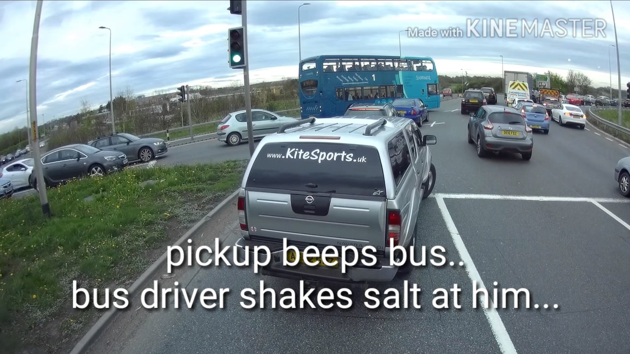 Stupid bus driver... causes chaos.... - YouTube