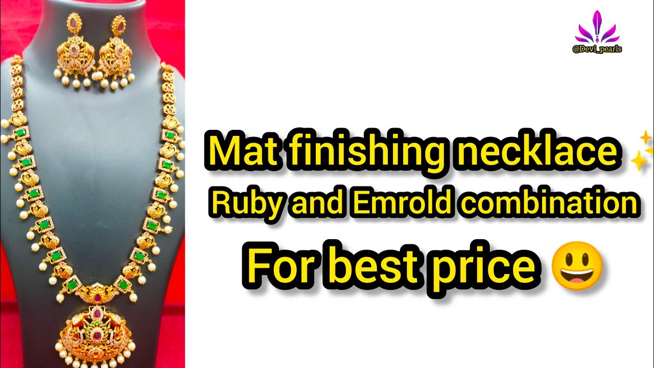 mat finishing necklace | Ruby and emrold combination | for best price ...