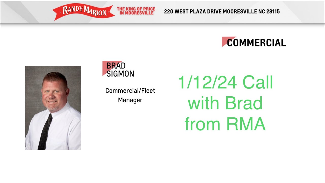 RMA Update with Brad Sigmon - 1/12/24 - YouTube