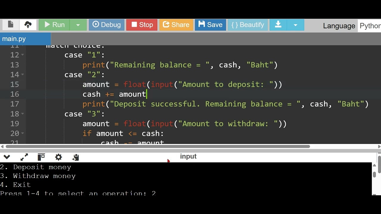 Python : How to make an ATM program in online gdb using python! - YouTube