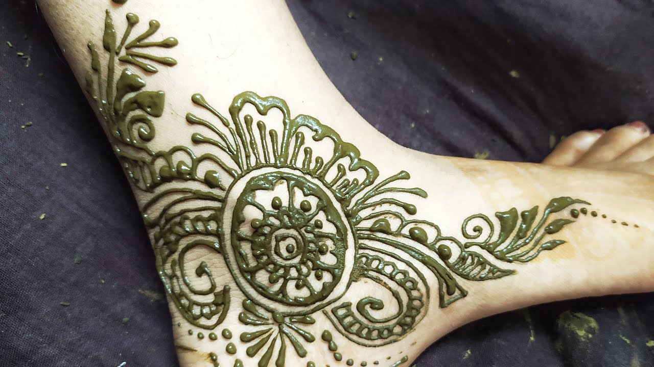 Beautiful leg mehandi design easy and simple mehandi design - YouTube