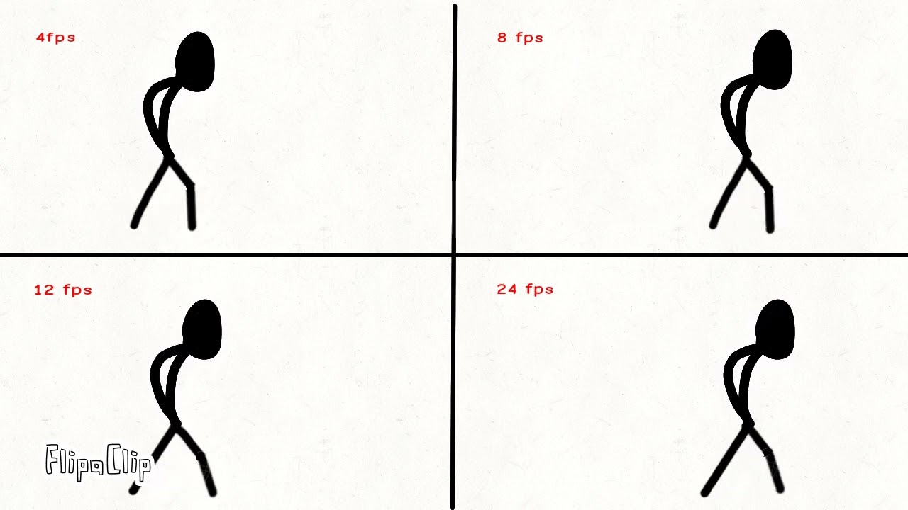 Difference between 4, 8, 12 & 24 fps using a Stickman Animation ...