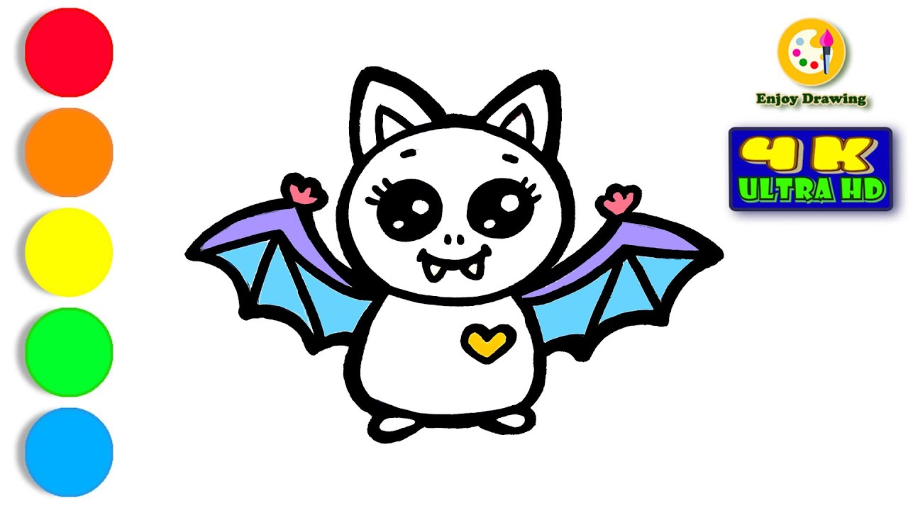 BAT Drawing: How to Draw BAT EASY for Beginners | ENJOY DRAWING - YouTube