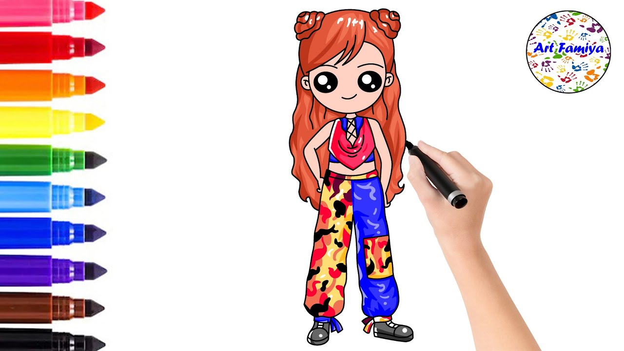 Sketch and Coloring LISA BLACKPINK GIRL Drawing Easy | PINK VENOM ...