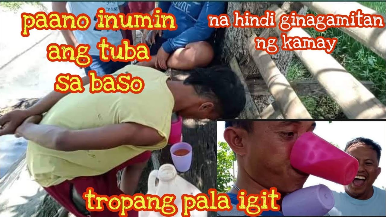 Paano mo inumin Ang tuba sa baso.Na Hindi ginagamitan Ng kamay ...