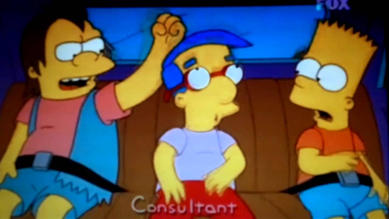 Nelson golpea a Milhouse - YouTube