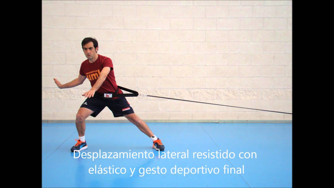 54 Desplazamiento lateral resistido con elástico y gesto deportivo ...