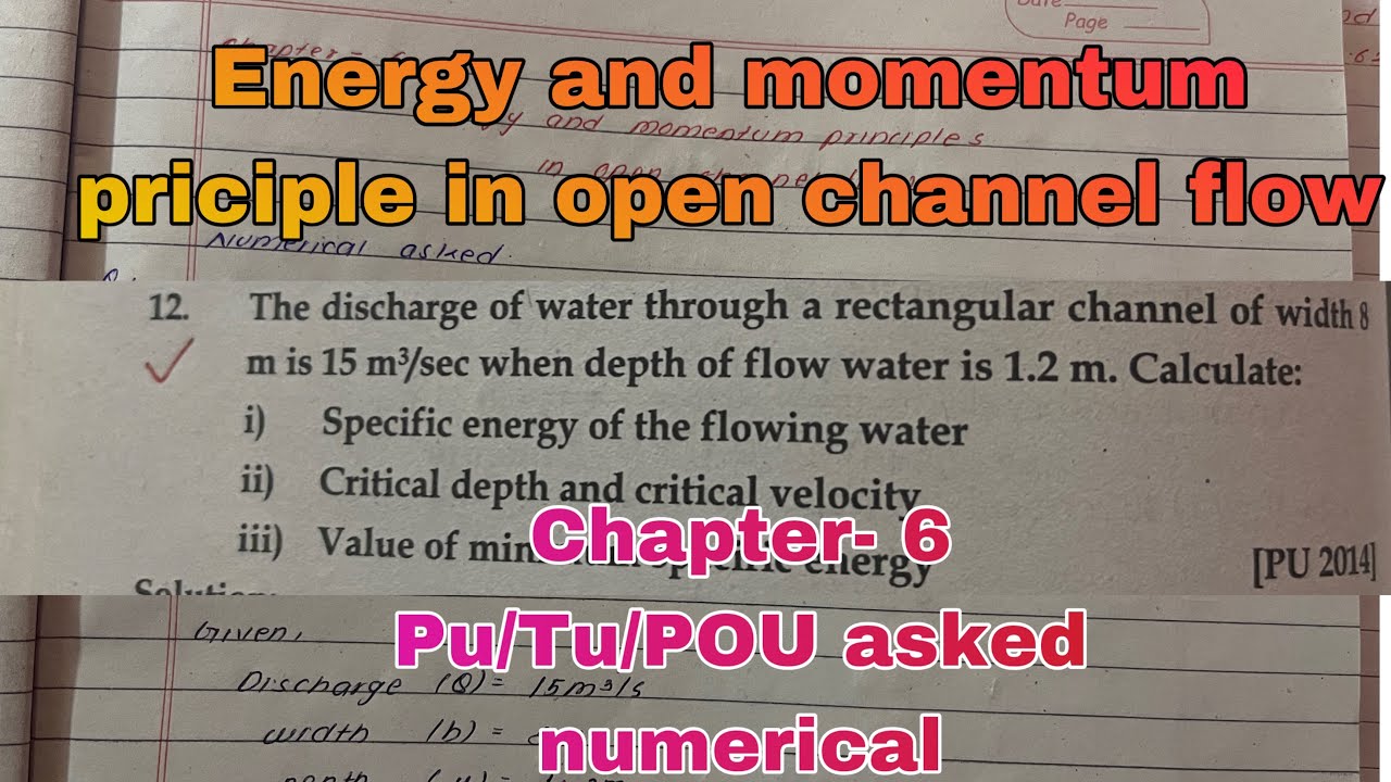 PU/TU/POU (HYDRAULIC) Chapter -6 ASKED NUMERICAL--energy and momentum ...