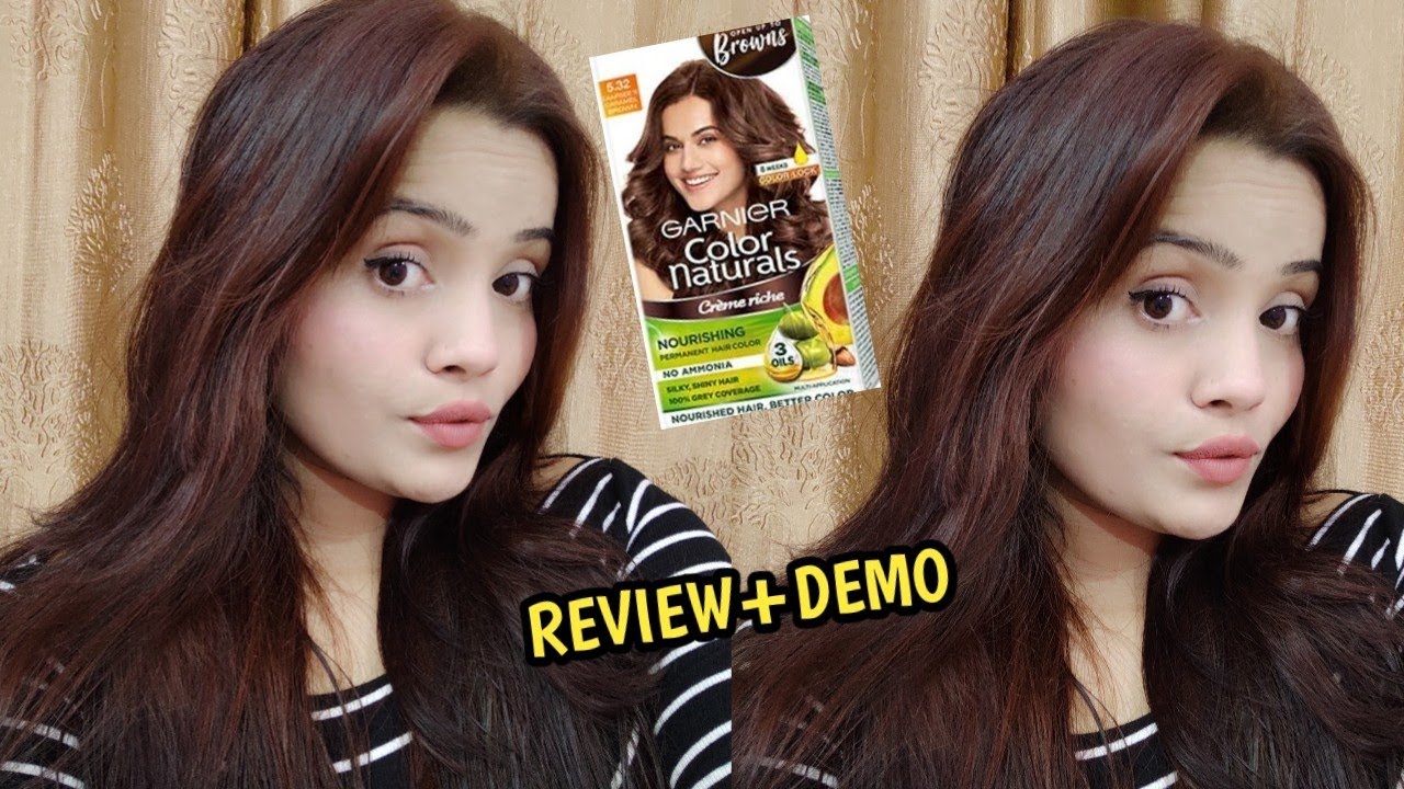 Garnier Color Naturals 5.32 Caramel Brown | Hair Color Review + Demo ...
