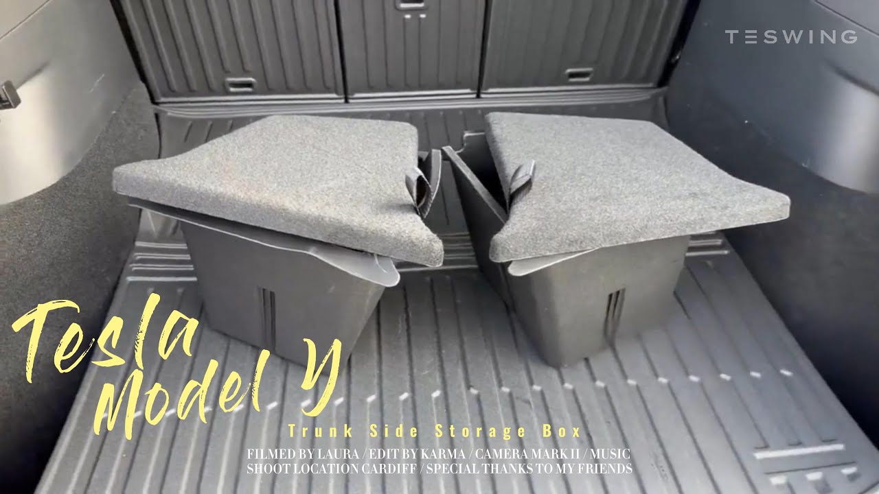Tesla Trunk Side Storage Box for Model Y - Teswing - YouTube
